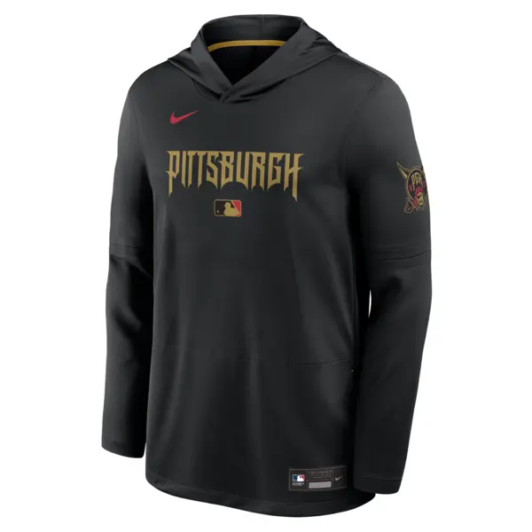 Nike Pittsburgh Pirates City Connect Dri-fit Mlb Long-sleeve Hooded Top - Black