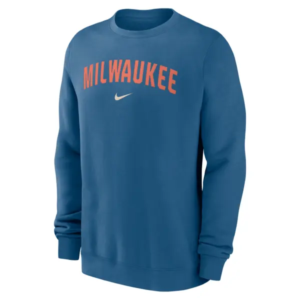 Nike Milwaukee Brewers 2-hit Mlb Pullover Crew - Blue