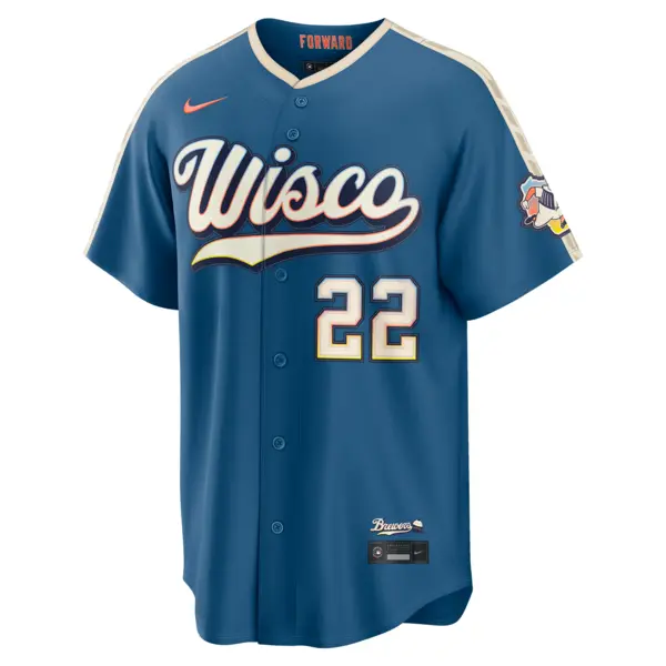 Nike Christian Yelich Milwaukee Brewers City Connect Mlb Stadium Jersey - Grey