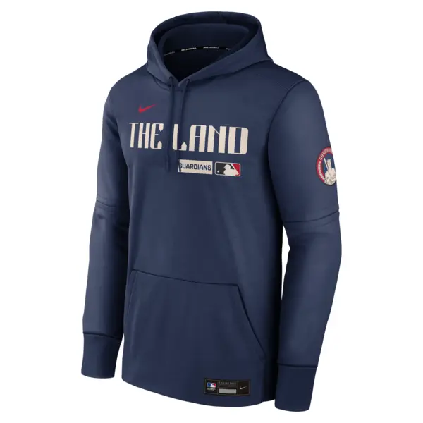 Nike Cleveland Guardians Authentic Collection City Connect Therma Mlb Pullover Hoodie - Blue