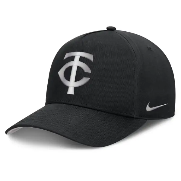 Nike Minnesota Twins Rise Dri-fit Mlb A-frame Trucker Adjustable Hat - Black