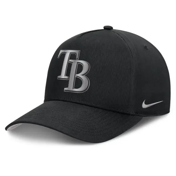 Nike Tampa Bay Rays Rise Dri-fit Mlb A-frame Trucker Adjustable Hat - Black
