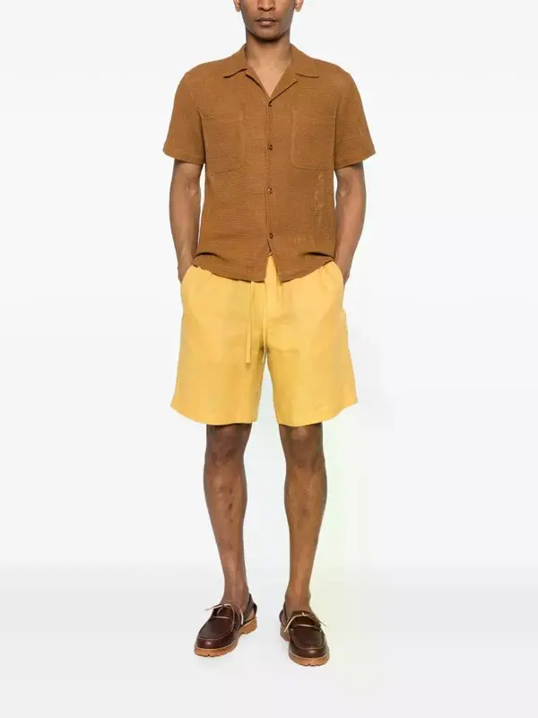Sandro Elastic Waist Linen Shorts - Yellow