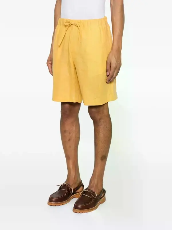 Sandro Elastic Waist Linen Shorts - Yellow