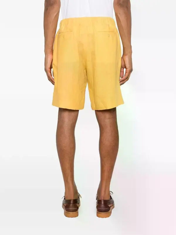 Sandro Elastic Waist Linen Shorts - Yellow