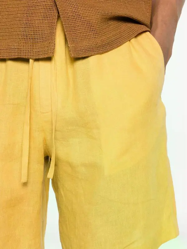 Sandro Elastic Waist Linen Shorts - Yellow