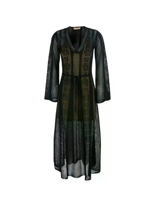 TWINSET Open-knit Floral-lace Dress - Black