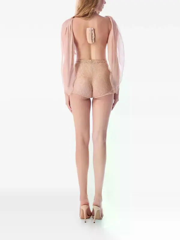 IMROSKA Lace-pattern Pleated Bodysuit