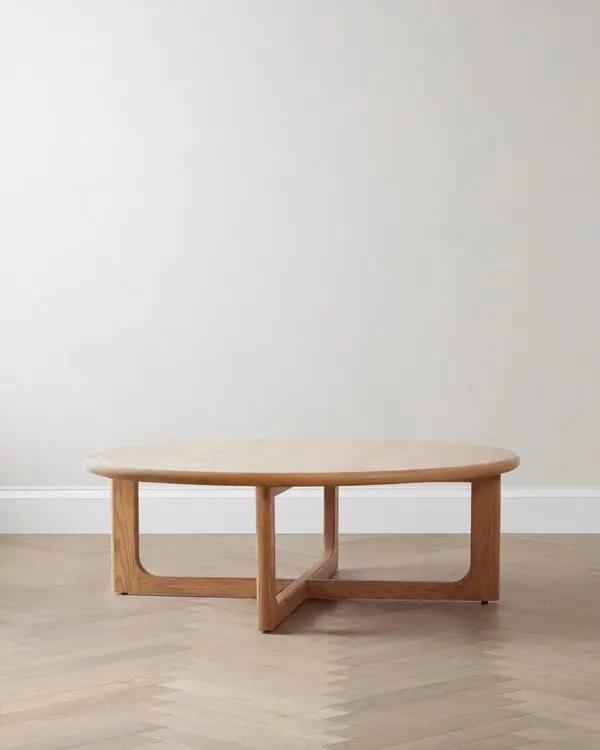 Quince Solid Oak Round X-base Coffee Table - Natural