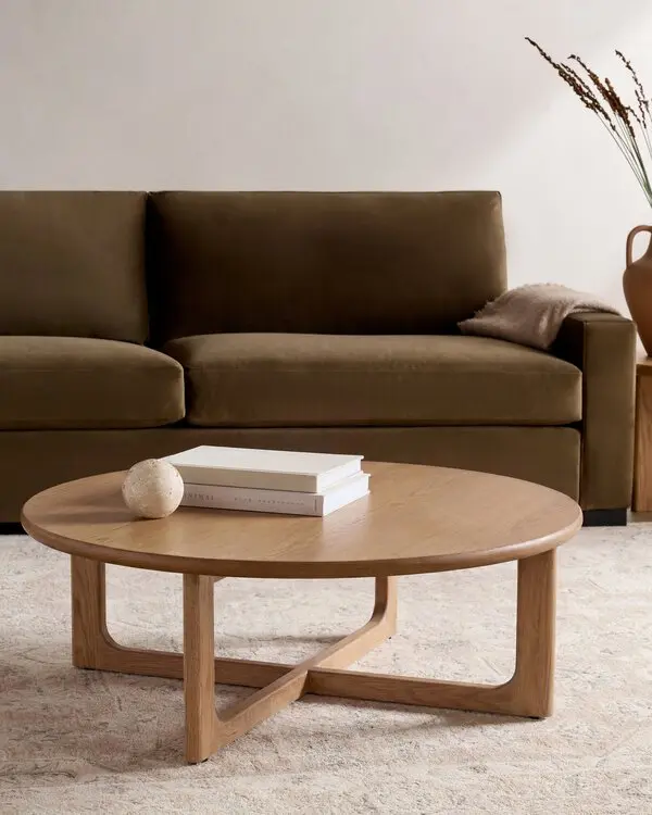 Quince Solid Oak Round X-base Coffee Table
