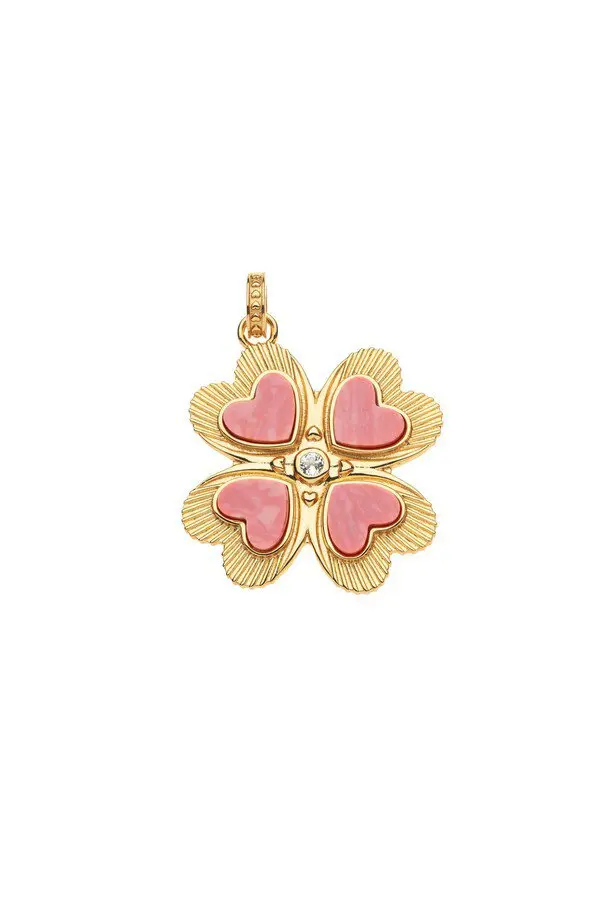 JANE WIN Lucky In Love Clover Pendant - Coral