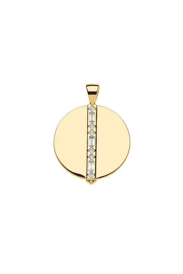 JANE WIN Split Love Engravable Coin Pendant - Stripe