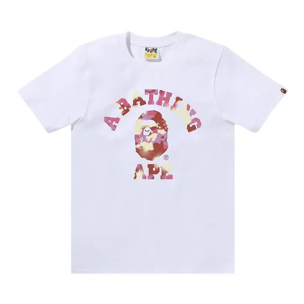 A BATHING APE Map Camo College Tee /pink - White