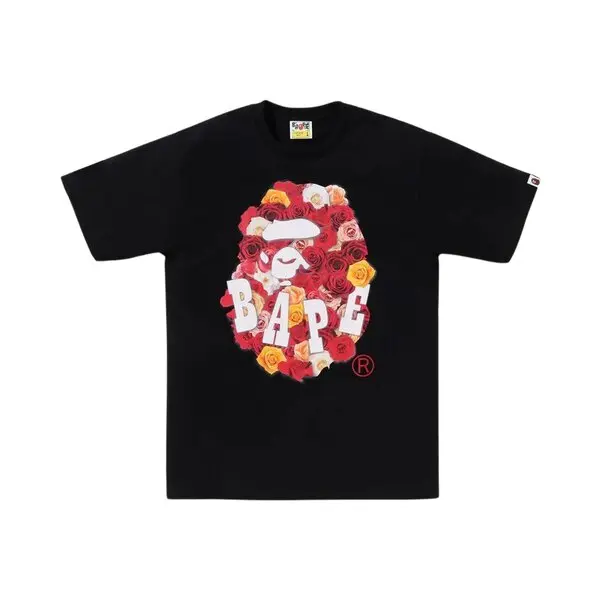 A BATHING APE Rose Ape Head Tee - Black