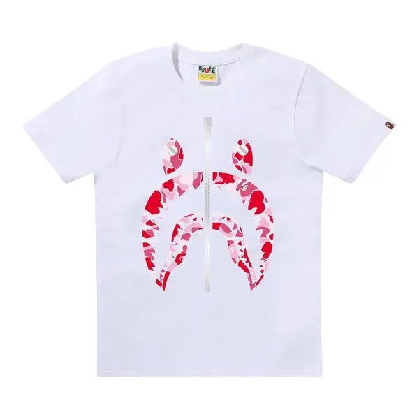 A BATHING APE Abc Camo Shark Tee /pink - White