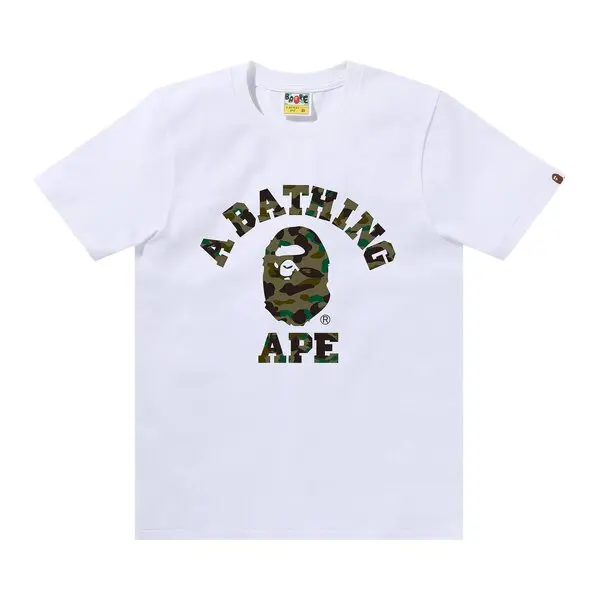 A BATHING APE 1st Camo College Tee /green - White