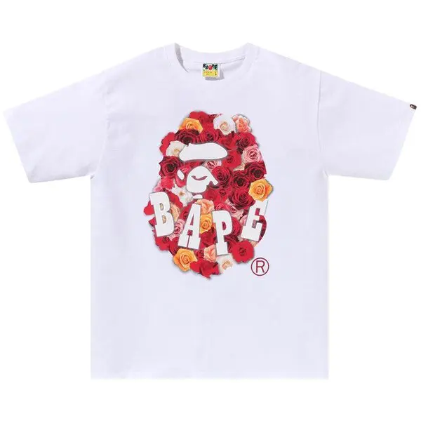 A BATHING APE Rose Ape Head Tee - White