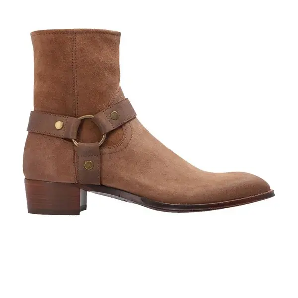 Saint Laurent Wyatt Harness Ankle Boots - Brown