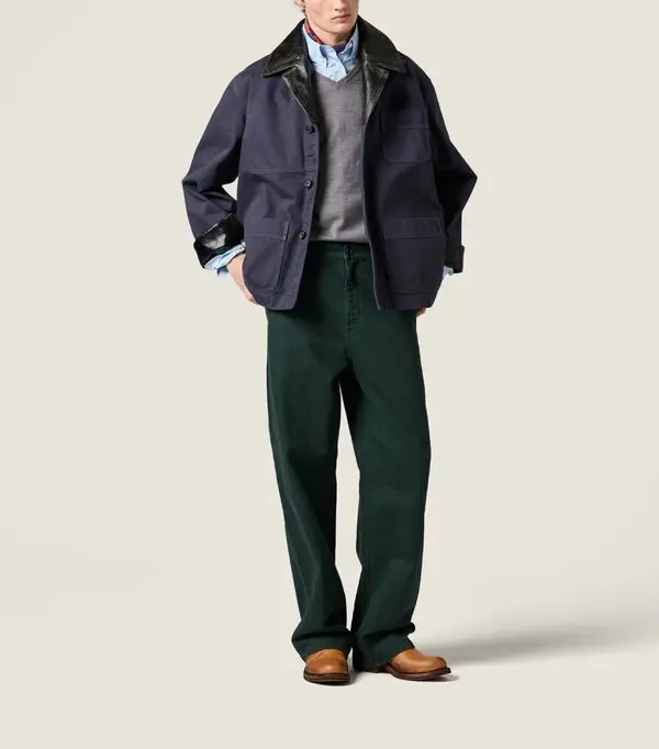 Miu Miu Cotton Gabardine Trousers - Green