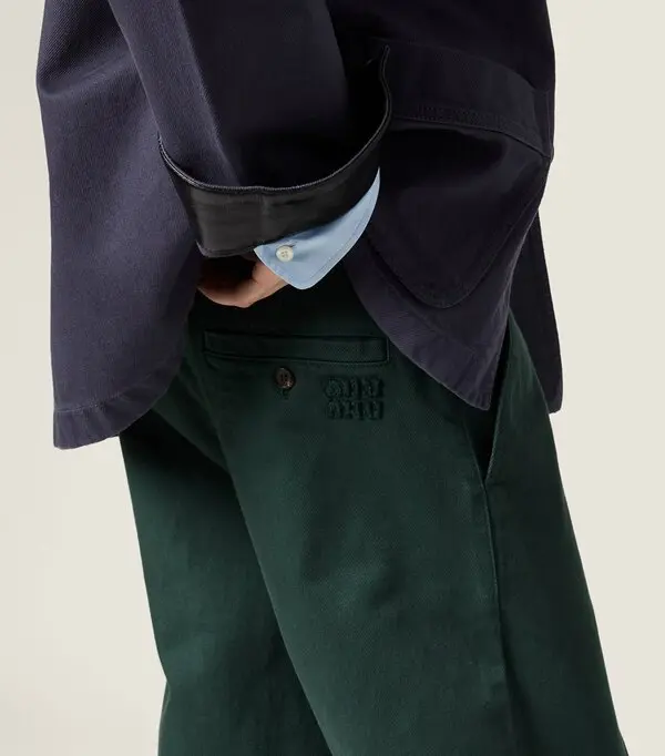 Miu Miu Cotton Gabardine Trousers - Green