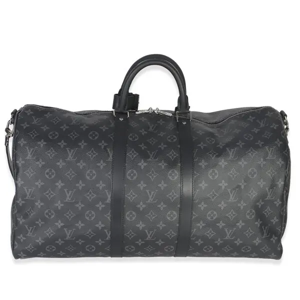 LOUIS VUITTON Monogram Eclipse Canvas Keepall Bandouliere 55 - Black
