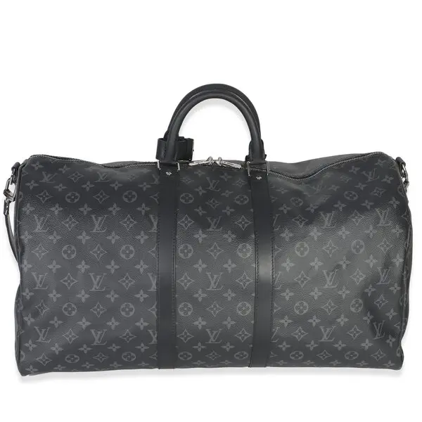 LOUIS VUITTON Monogram Eclipse Canvas Keepall Bandouliere 55 - Black