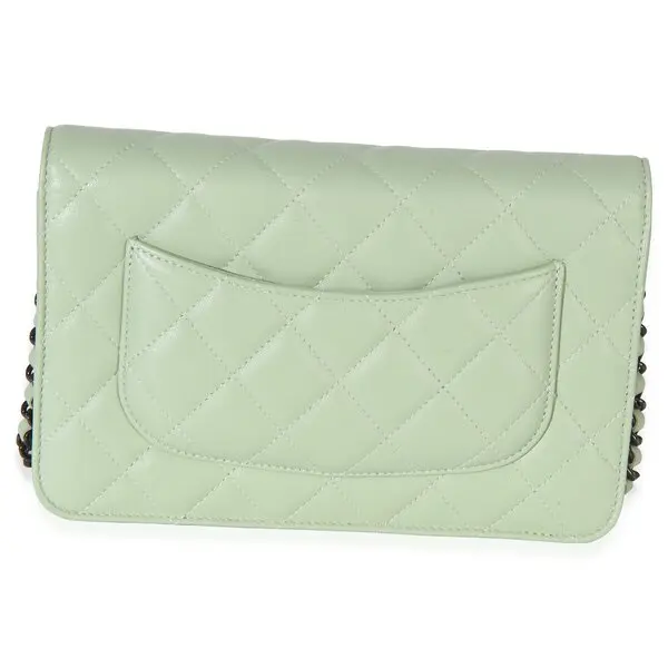 Chanel Quilted Lambskin Classic Wallet On Chain - Green