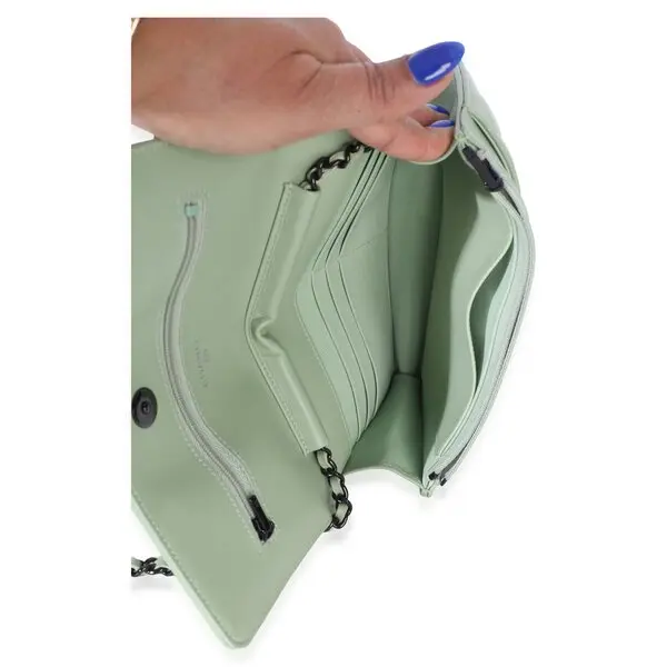 Chanel Quilted Lambskin Classic Wallet On Chain - Green