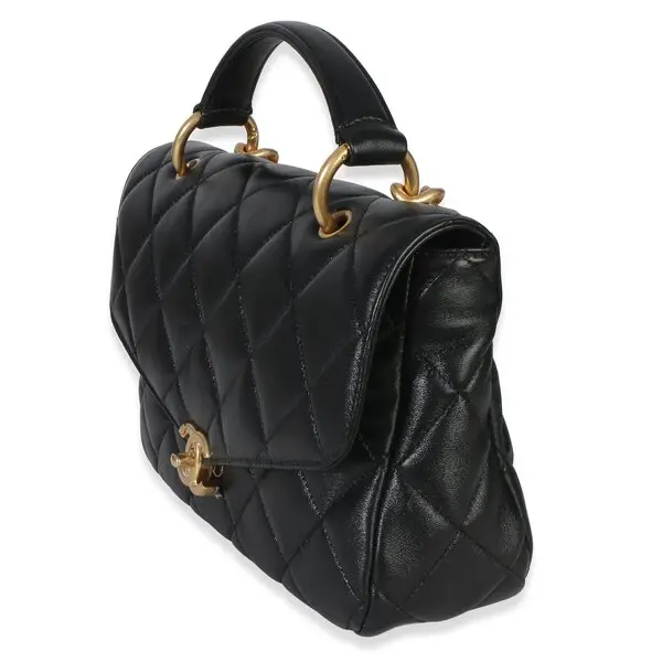 Chanel Quilted Lambskin Top Handle Flap Bag