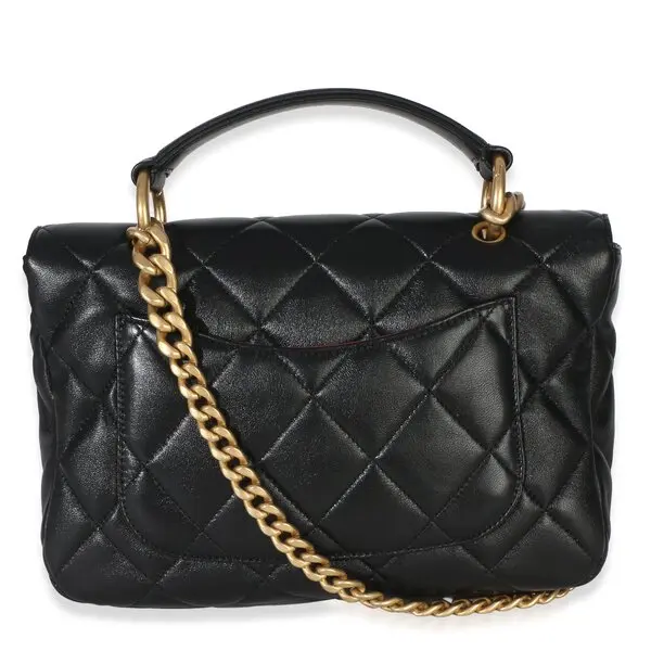 Chanel Quilted Lambskin Top Handle Flap Bag