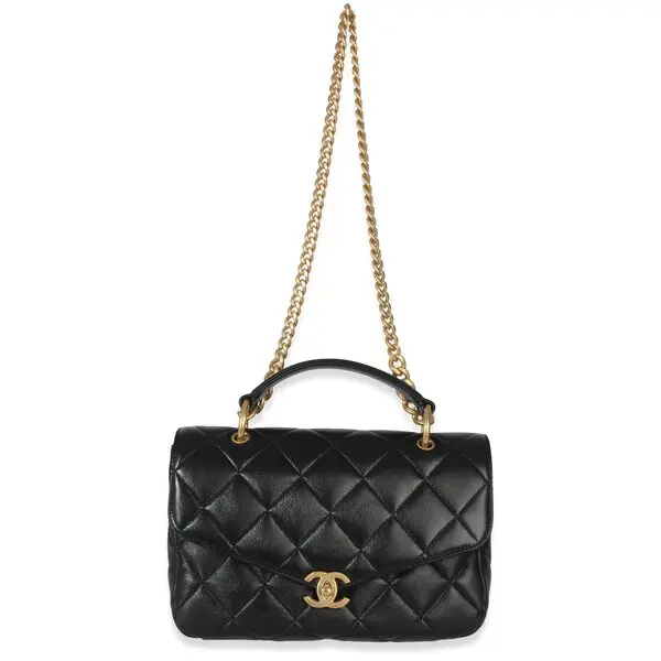 Chanel Quilted Lambskin Top Handle Flap Bag