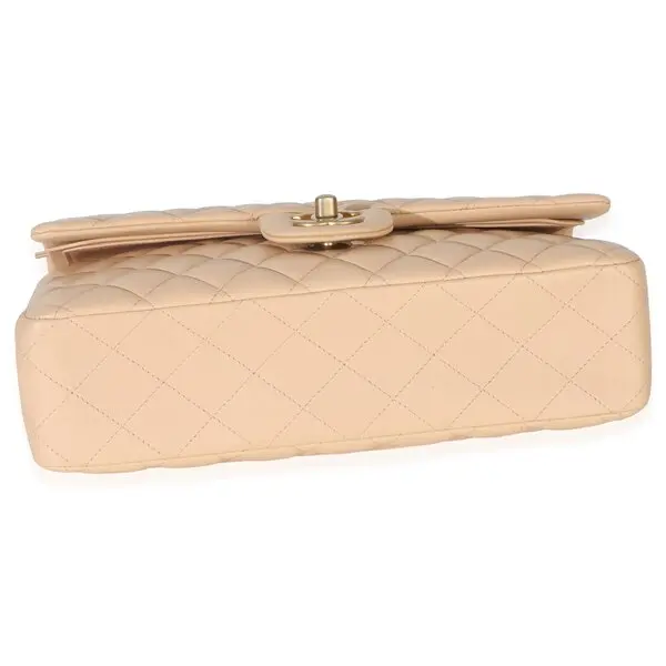 Chanel Quilted Lambskin Classic Double Flap Bag - Beige