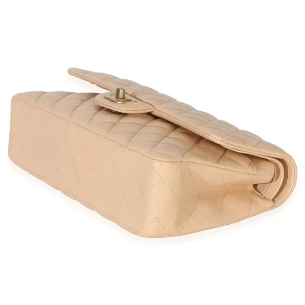 Chanel Quilted Lambskin Classic Double Flap Bag - Beige