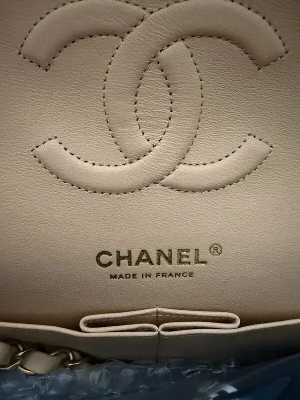 Chanel Quilted Lambskin Classic Double Flap Bag - Beige