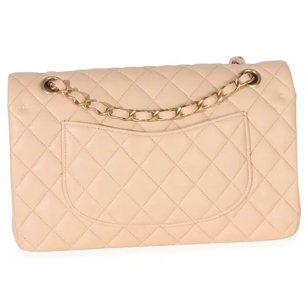 Chanel Quilted Lambskin Classic Double Flap Bag - Beige