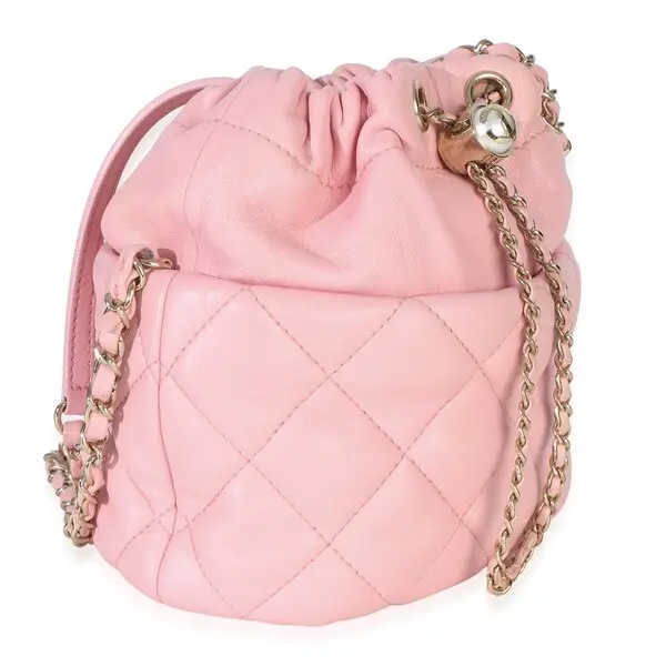 Chanel Quilted Lambskin Pearl Drawstring Bucket Bag