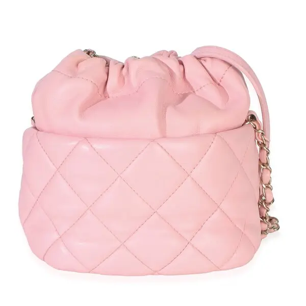 Chanel Quilted Lambskin Pearl Drawstring Bucket Bag
