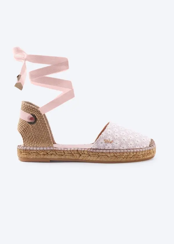 VISCATA Candell Premium Fabrics Espadrille Flats - Daisy Pink