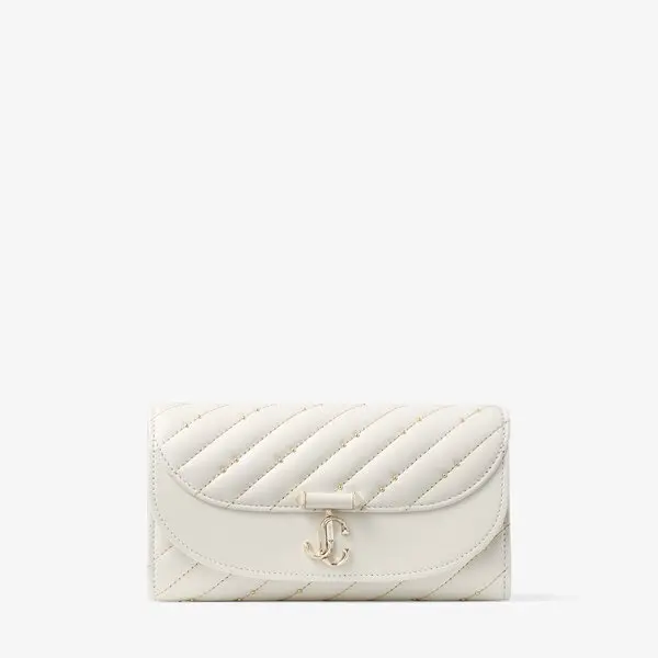 JIMMY CHOO Curve Wallet With Chain Latte Quilted Nappa Leather Wallet With Chain - Latte/shiny Gold