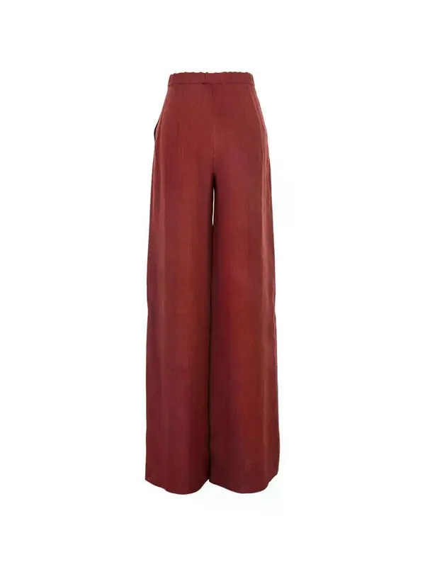 Max Mara Drawstring Linen Palazzo Pants - Red