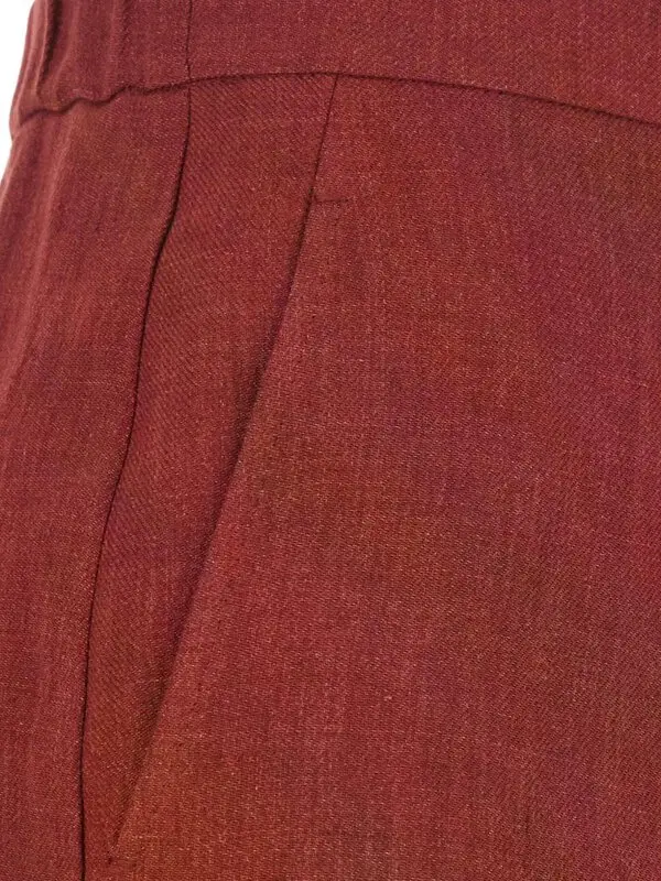 Max Mara Drawstring Linen Palazzo Pants - Red