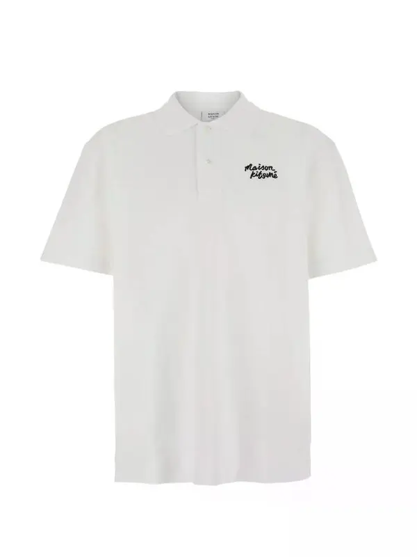Maison Kitsuné Logo-embroidered Piqué Polo Shirt - White