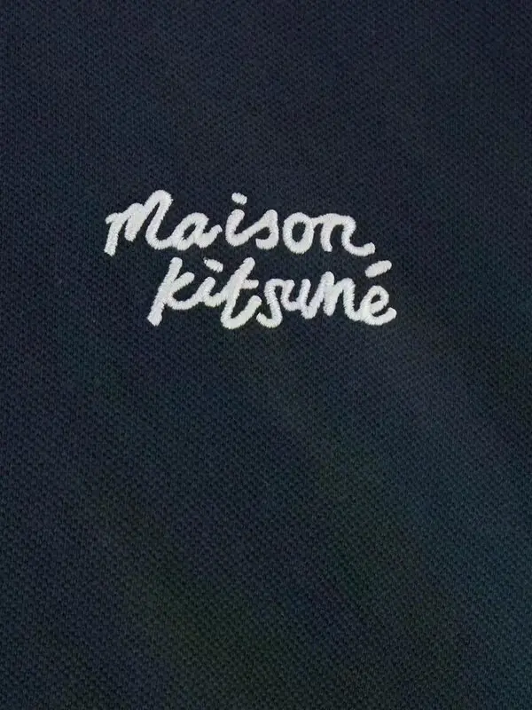 Maison Kitsuné Logo-embroidered Cotton Polo Shirt - Blue