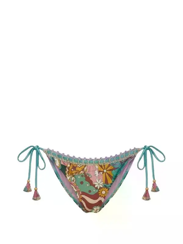 DEL MAAR Kasli Floral-print Bikini Bottom - Green
