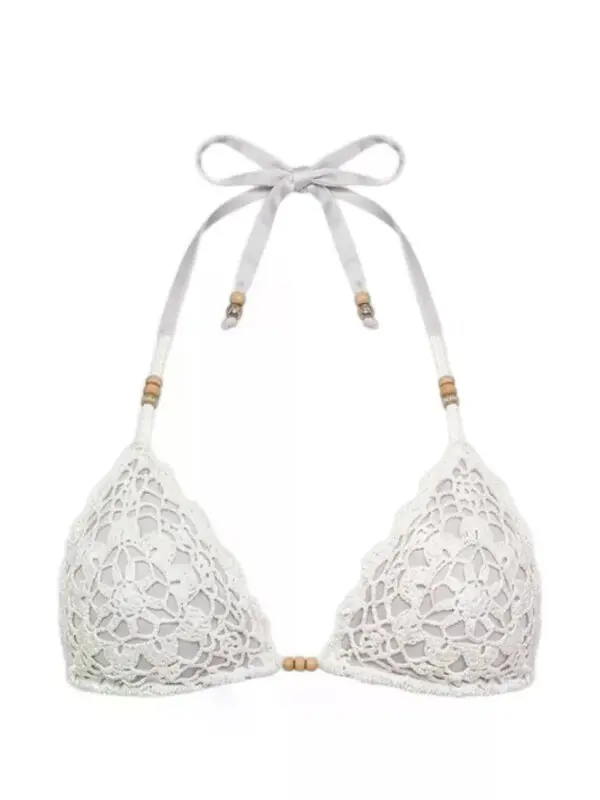 DEL MAAR Crochet Triangle Bikini Top - Purple