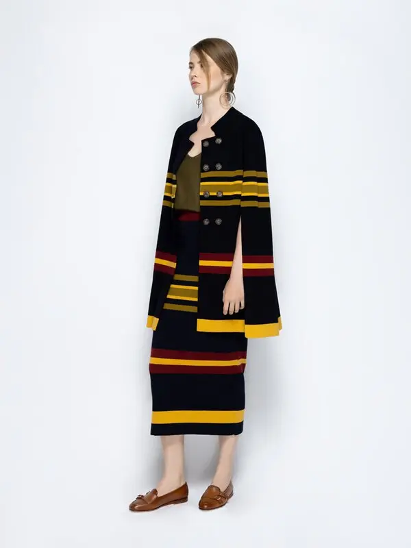 PAULA Alba Multi Stripes Jacquard Knitted Cape