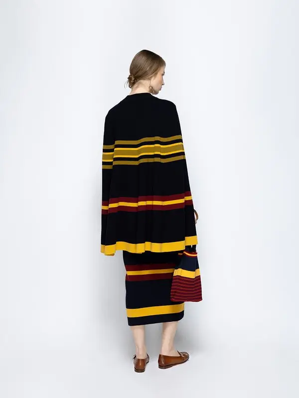 PAULA Alba Multi Stripes Jacquard Knitted Cape