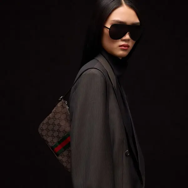 Gucci Lunetta Small Crossbody Bag Gg Canvas - Brown