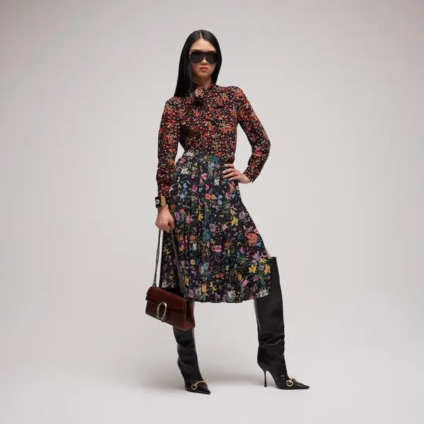 Gucci Printed Silk Shirt With Self-tie Bow