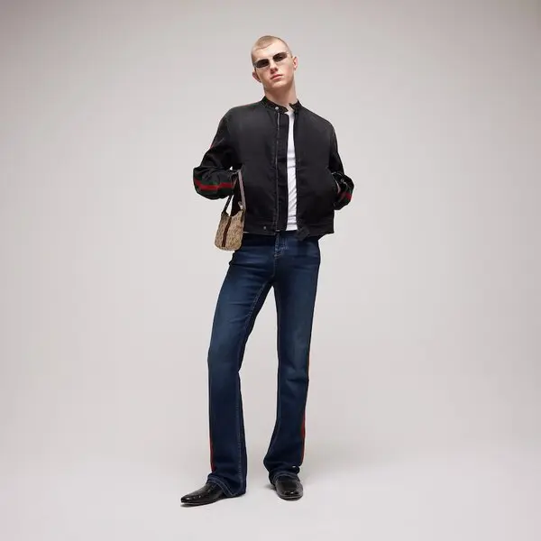 Gucci Cotton Denim Biker Jacket With Web